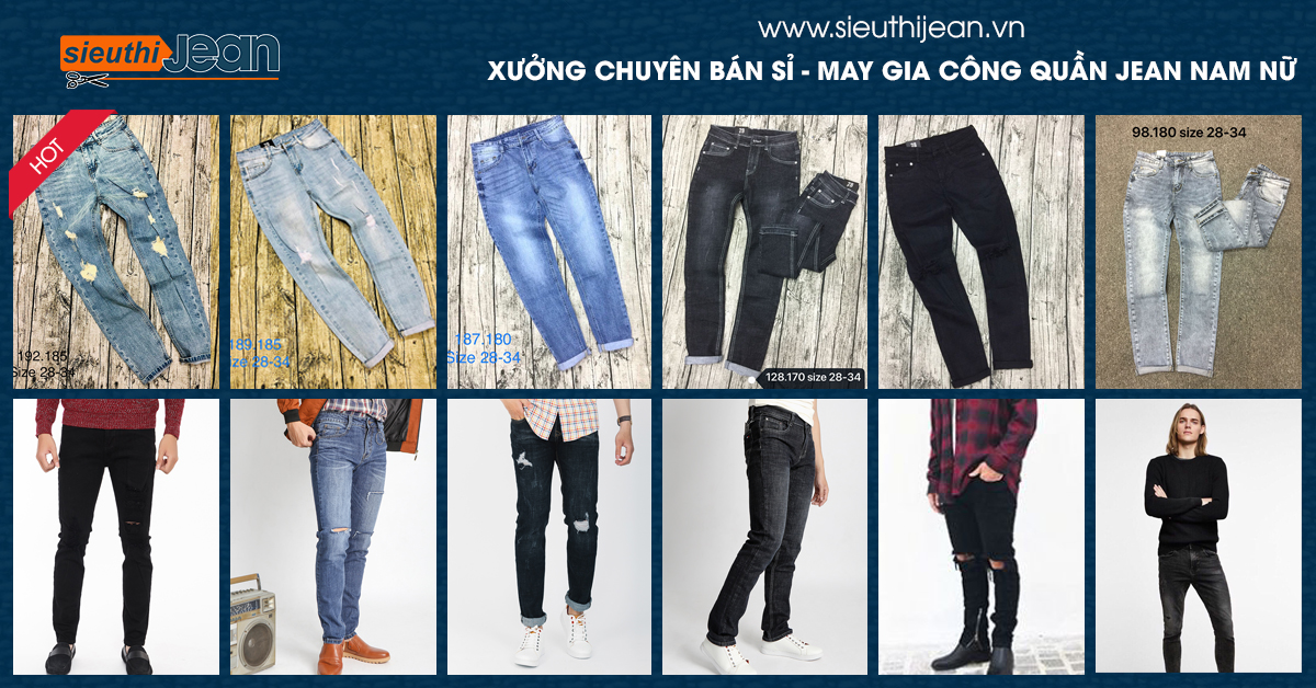 Bán sỉ quần jean nam, cung cấp quần jean nam giá sỉ TpHCM